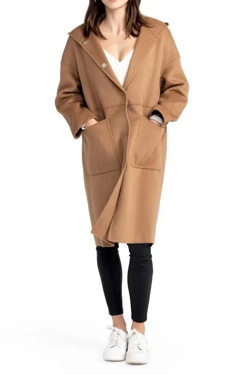 BELLE & BLOOM Sunday Morning Hooded Wool Blend Coat