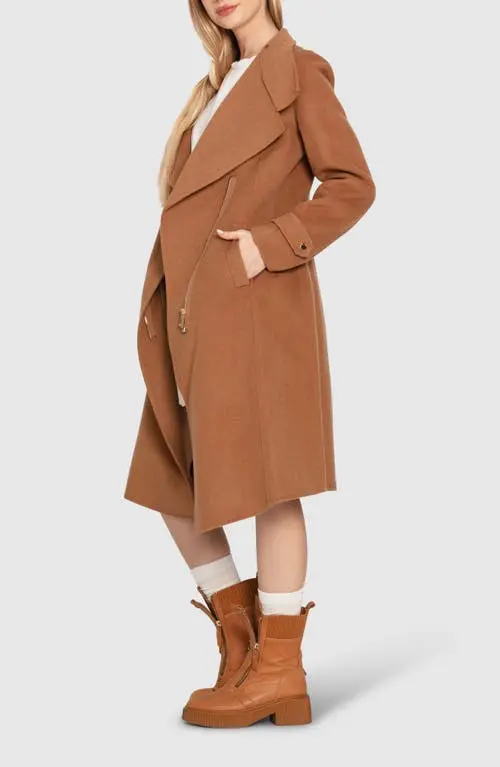 BELLE & BLOOM Asymmetric Zip Wool Blend Coat