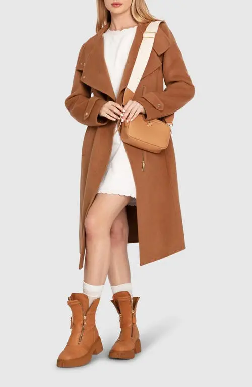 BELLE & BLOOM Asymmetric Zip Wool Blend Coat