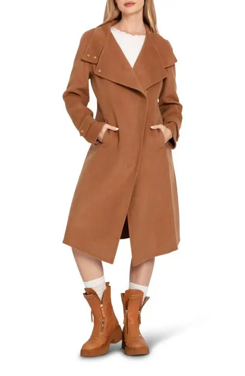 BELLE & BLOOM Asymmetric Zip Wool Blend Coat