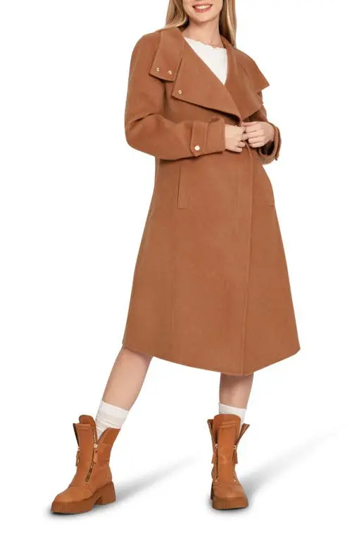 BELLE & BLOOM Asymmetric Zip Wool Blend Coat