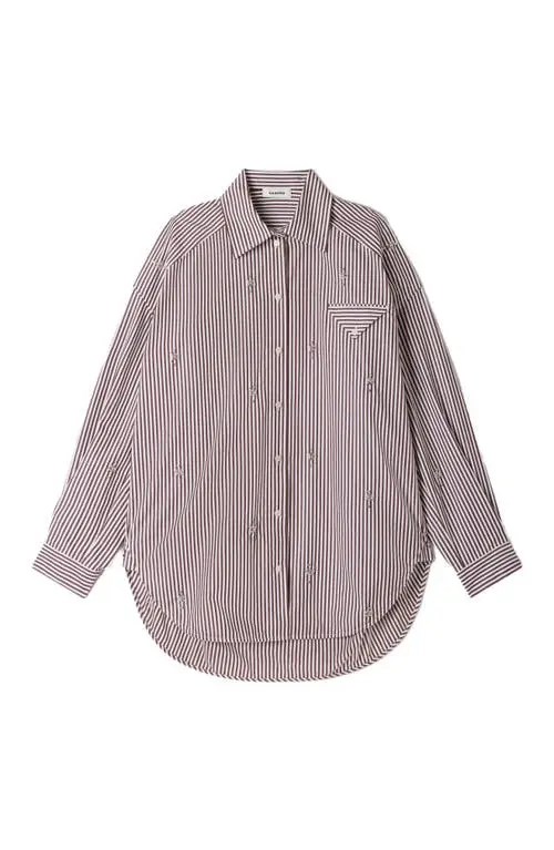 Sandro Oversized Striped Rhinestone Shirt