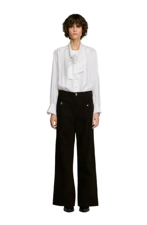 Sandro Velvet Straight-leg Trousers - Bordeaux
