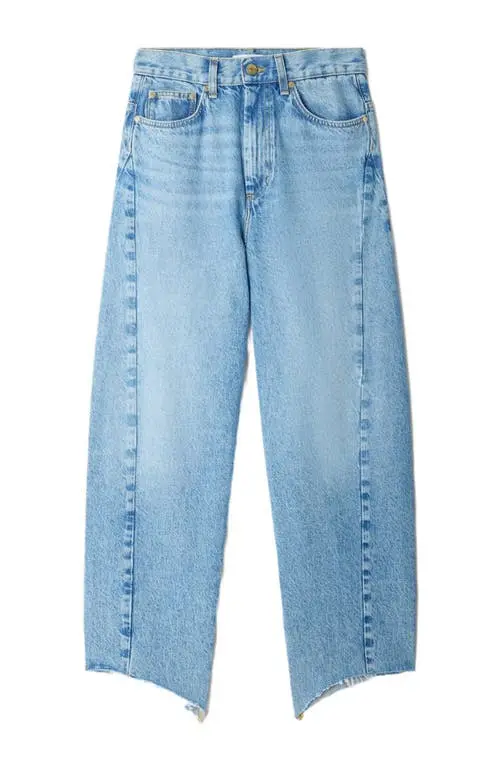 Sandro Barrel Jeans With Floral Print Leather Back Pocket