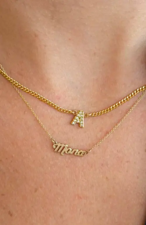 CUFFED BY NANO 14k Gold Filled Pavé Initial Necklace - Gold N