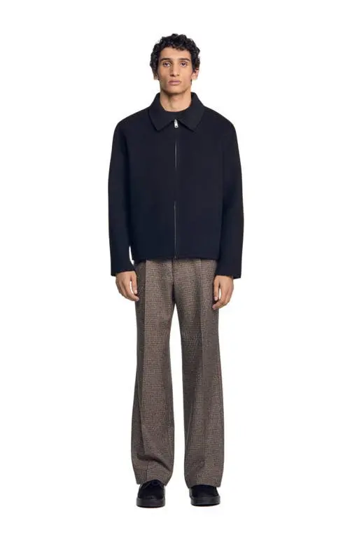 Sandro Double-faced Wool Zip-up Jacket - Black