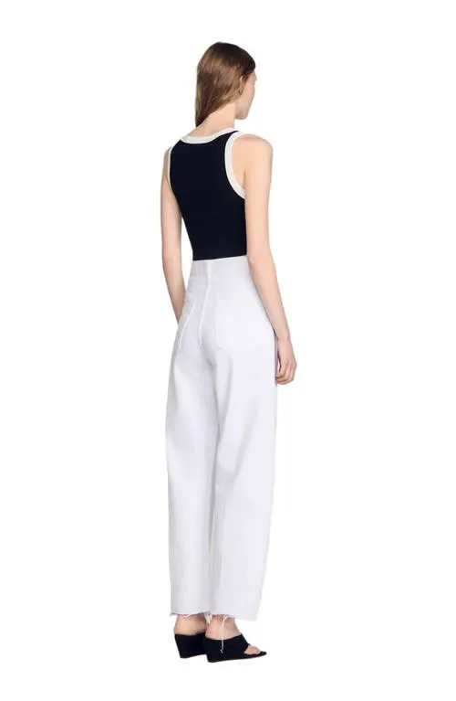 Sandro Two-tone Cropped Knit Top