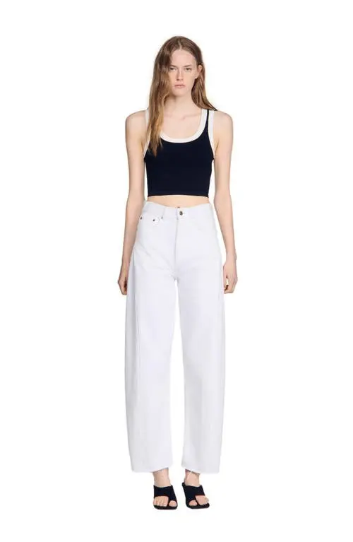 Sandro Two-tone Cropped Knit Top