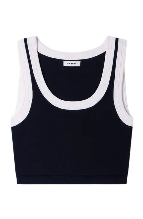 Sandro Two-tone Cropped Knit Top