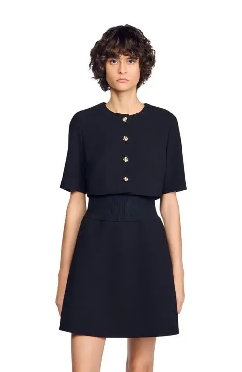 Sandro Two-piece Effect Dress With Metal Buttons