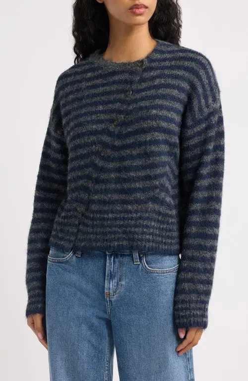 BDG URBAN OUTFITTERS Asymmetrical Stripe Cardigan - Grey