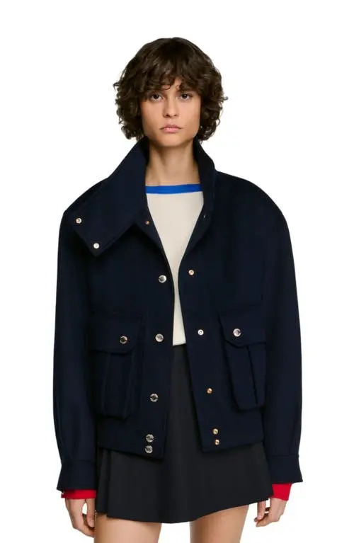 Sandro Double-faced Standing Collar Coat