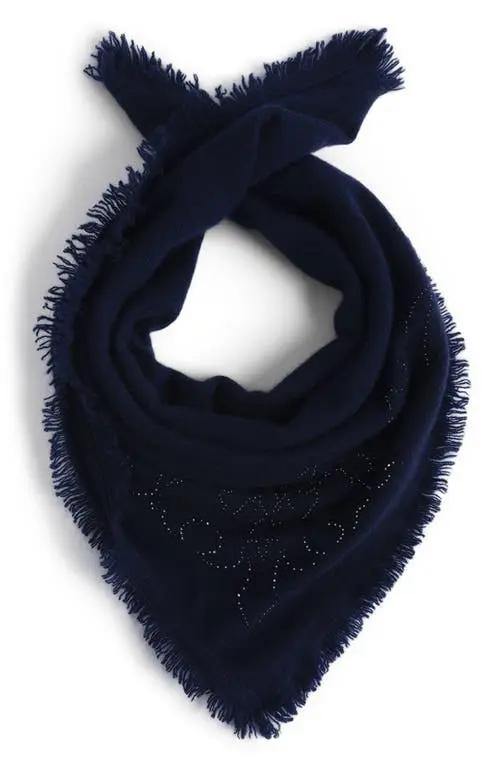 Zadig&Voltaire Stevie Strass Western Cashmere Square Scarf - Silent