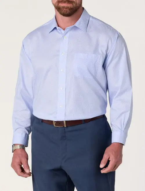 Brooks Brothers Big & Tall Non-iron Geometric Patterned Dress Shirt - Blue