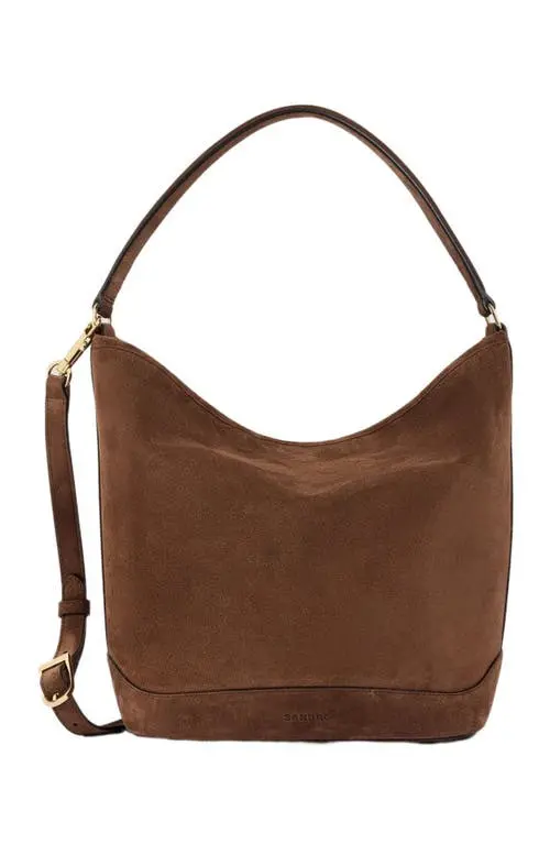 Sandro Tangoso Suede Bucket Bag - Brown