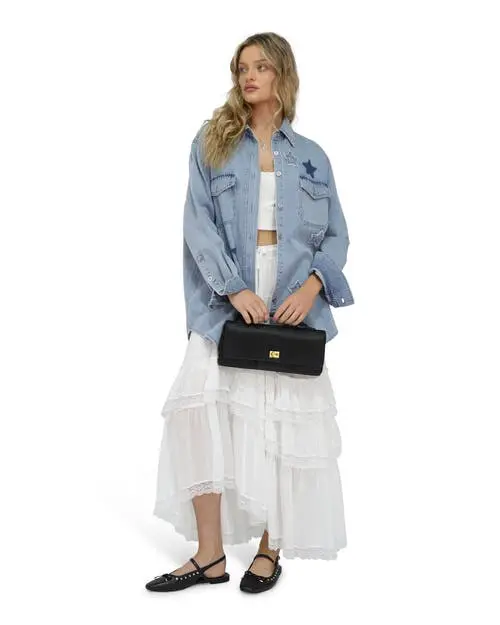 BELLE & BLOOM Stargazer Patch Detail Denim Shirt