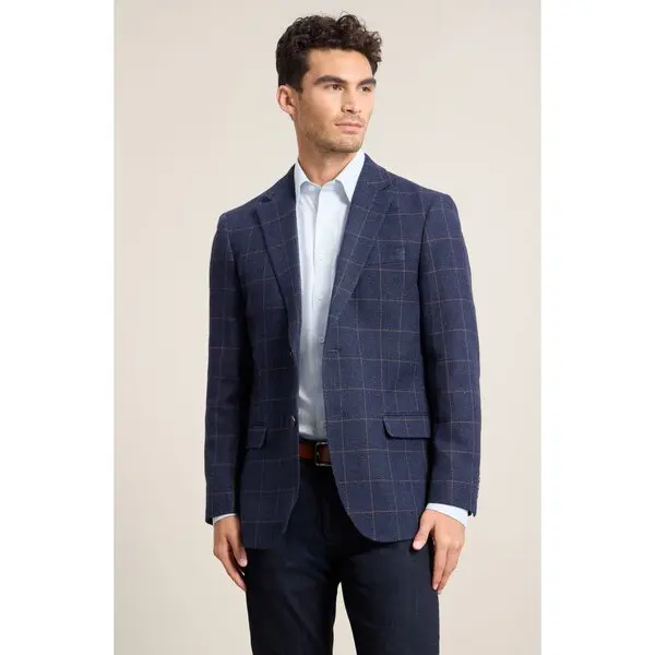 Nordstrom Henrik Basket Weave Sport Coat - Navy Windowpane