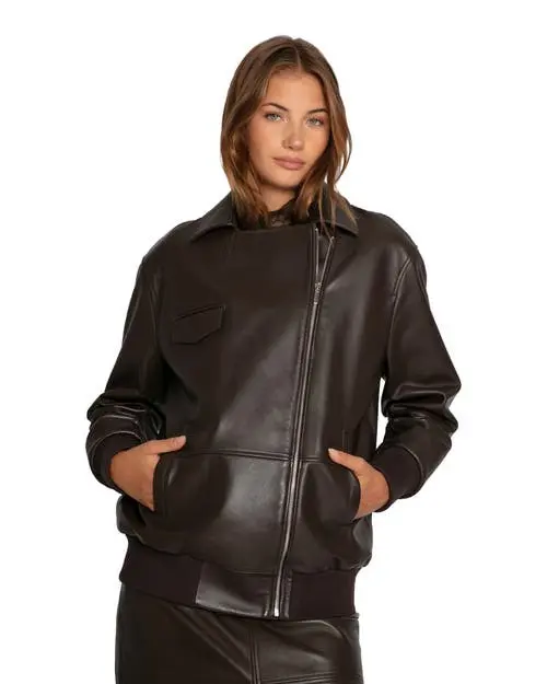BELLE & BLOOM Desert Moon Leather Bomber Jacket