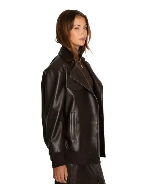 BELLE & BLOOM Desert Moon Leather Bomber Jacket