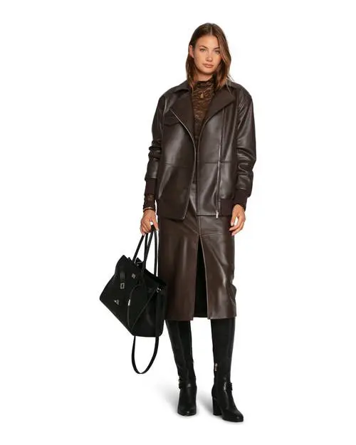 BELLE & BLOOM Desert Moon Leather Bomber Jacket