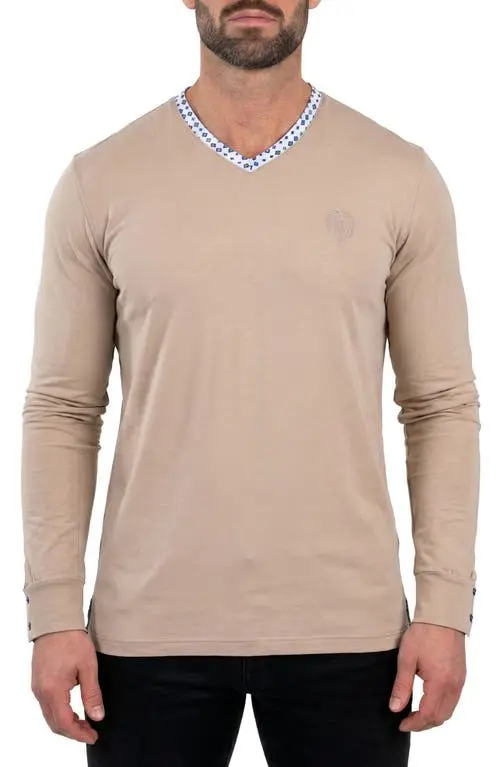 MACEOO Edison Stretch Cotton Long Sleeve V-neck T-shirt