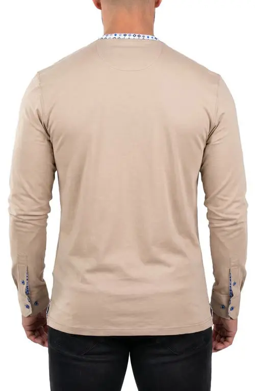 MACEOO Edison Stretch Cotton Long Sleeve V-neck T-shirt