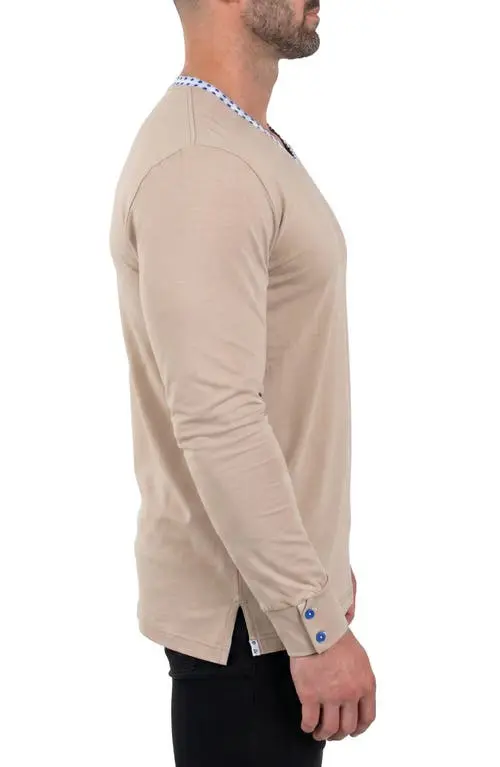 MACEOO Edison Stretch Cotton Long Sleeve V-neck T-shirt