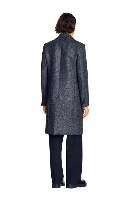 Sandro Double-breasted Virgin Wool Coat