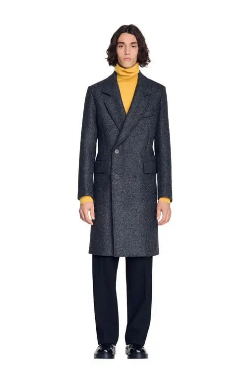 Sandro Double-breasted Virgin Wool Coat