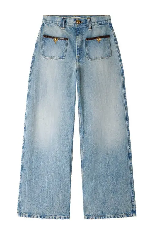 Sandro Straight-leg Jeans With Leather Detail