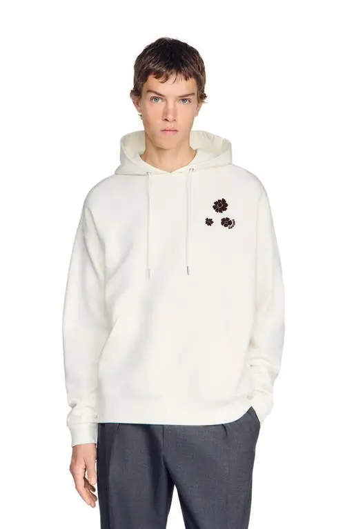 Sandro Oversized Floral Print Sweatshirt - Ecru