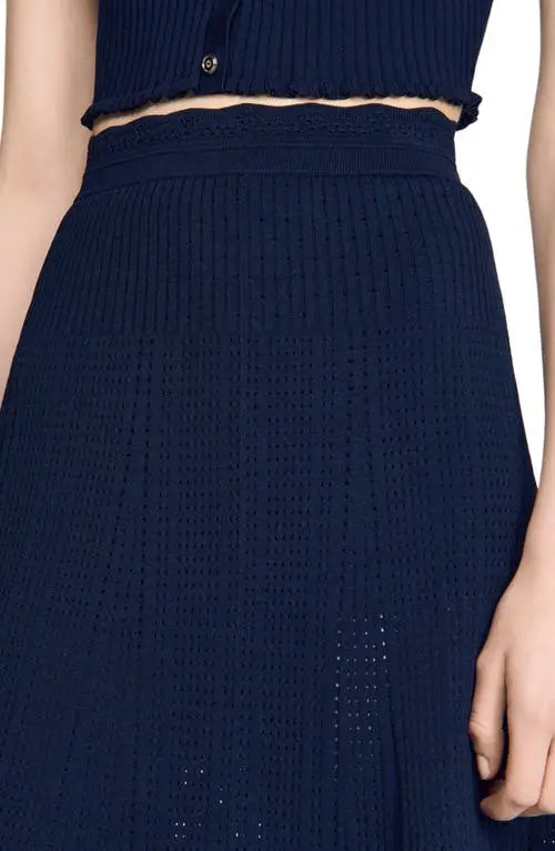 Sandro Pointelle Knit Maxi Skirt