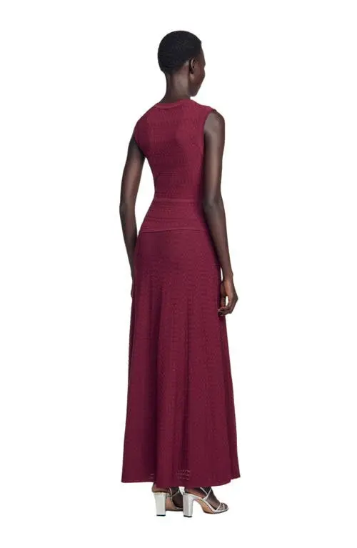 Sandro Pointelle Knit Maxi Dress