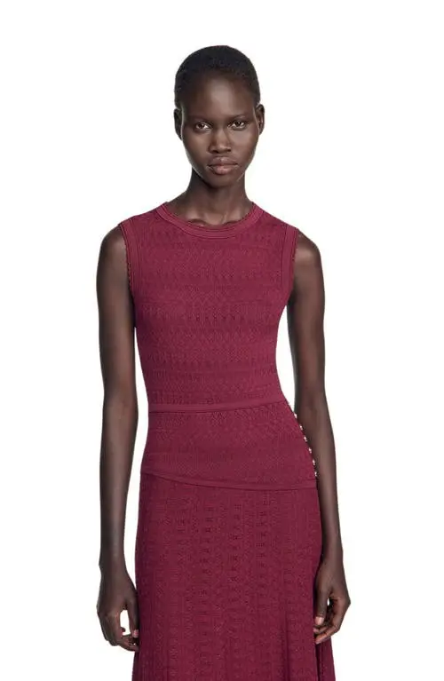 Sandro Pointelle Knit Maxi Dress