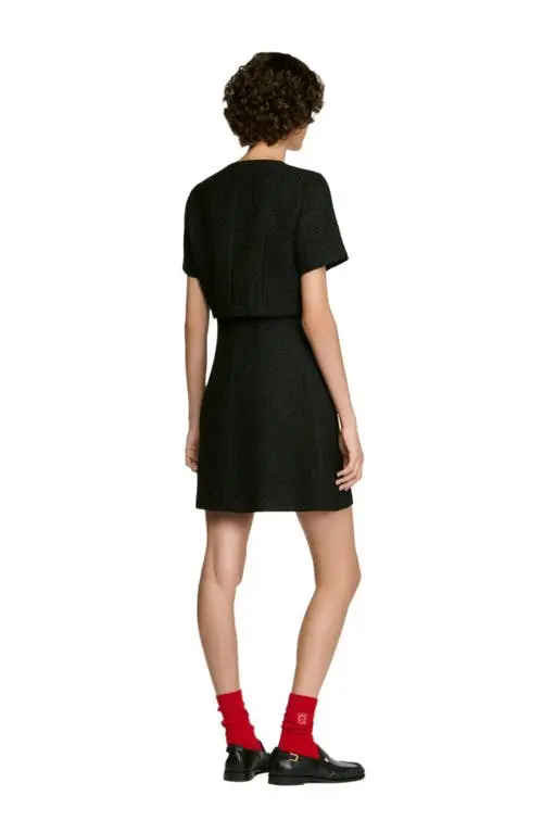 Sandro 2-in-1 Tweed Mini Dress With Belt