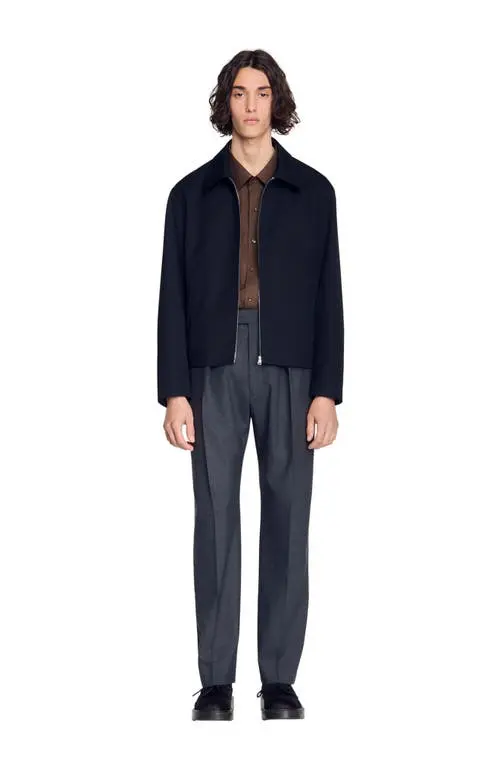 Sandro Zip-up Jacket With Classic Collar