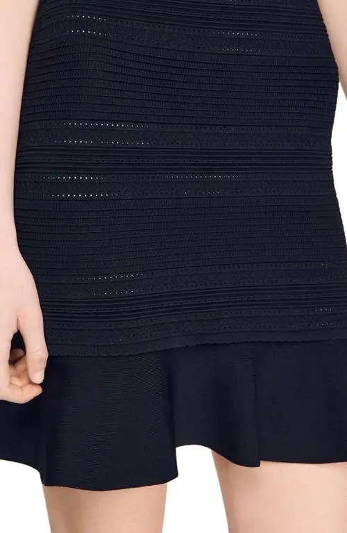 Sandro Fancy Knit Sleeveless Mini Dress With Flared Hem