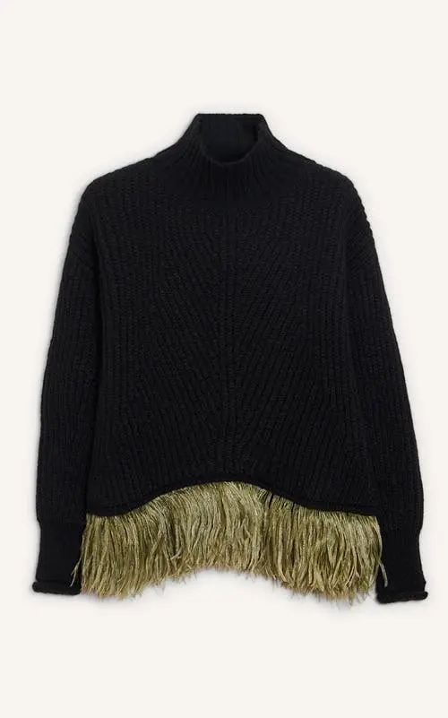 La DoubleJ High Kick Sweater With Feathers
