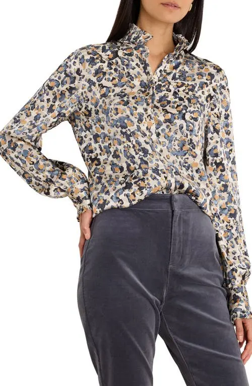 NIC+ZOE Gilded Flakes Ruffle Collar Shirt - Neutral Multi