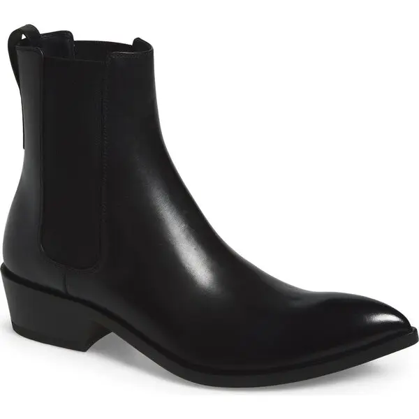 TOM FORD Dagger Burnished Leather Pointed Toe Chelsea Boot - Naa Black
