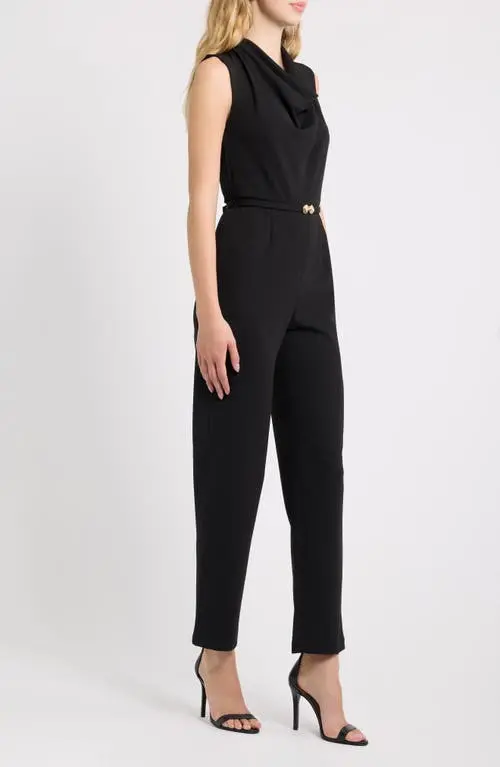 Anne Klein Cowl Neck Belted Jumpsuit