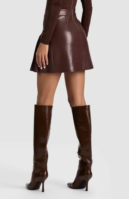 Alice + Olivia Chara Faux Leather Mixed Media Mock Neck Minidress