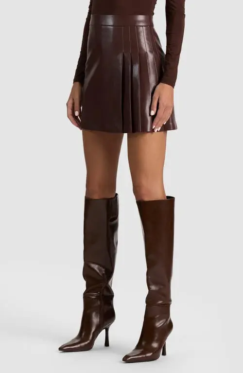 Alice + Olivia Chara Faux Leather Mixed Media Mock Neck Minidress
