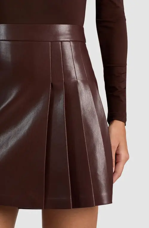 Alice + Olivia Chara Faux Leather Mixed Media Mock Neck Minidress