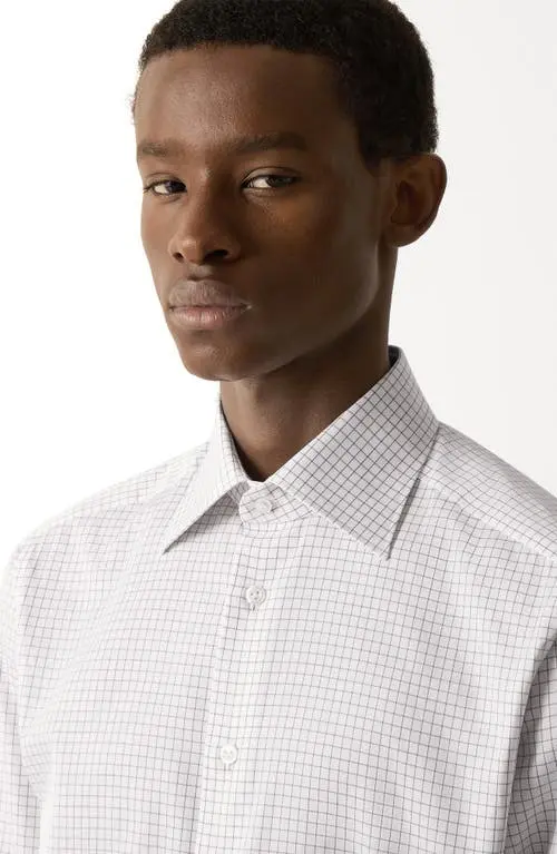 Zegna Grid Cotton Dress Shirt