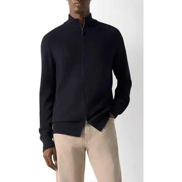 Zegna Cashmere & Silk Jacquard Zip Cardigan