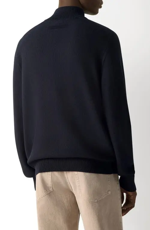 Zegna Cashmere & Silk Jacquard Zip Cardigan