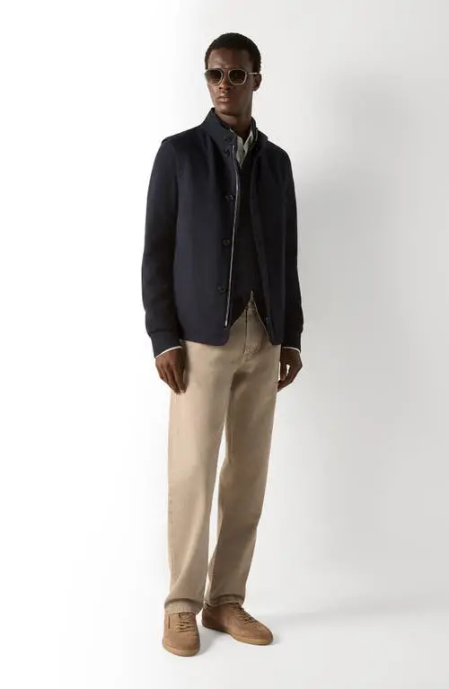 Zegna Cashmere & Silk Jacquard Zip Cardigan