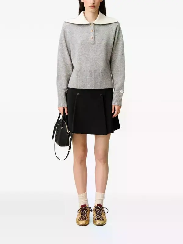 Claudie Pierlot Relaxed Wool Half-zip Jumper - Grey