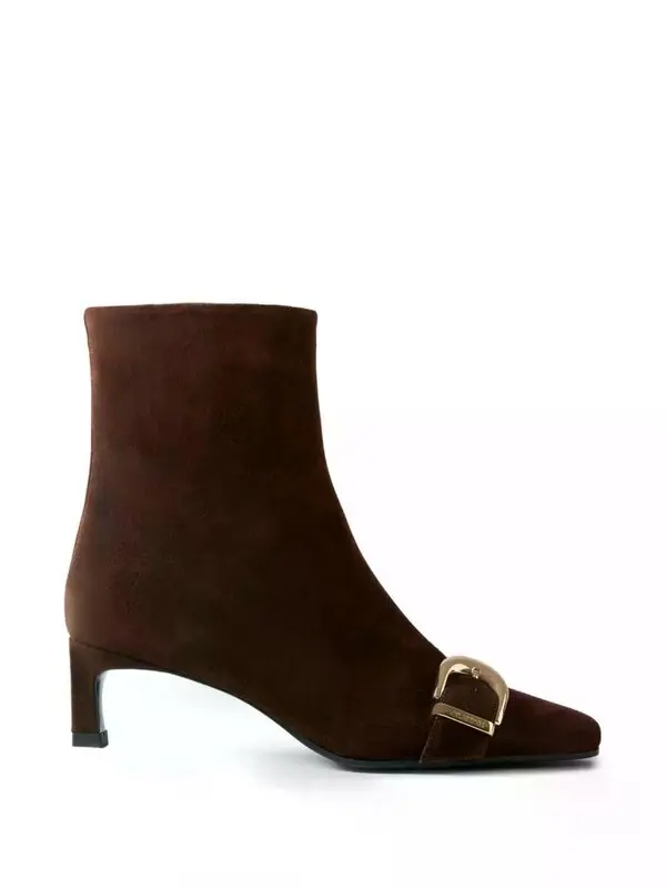 Claudie Pierlot Buckle-detail Pointed-toe Ankle Boots - Brown